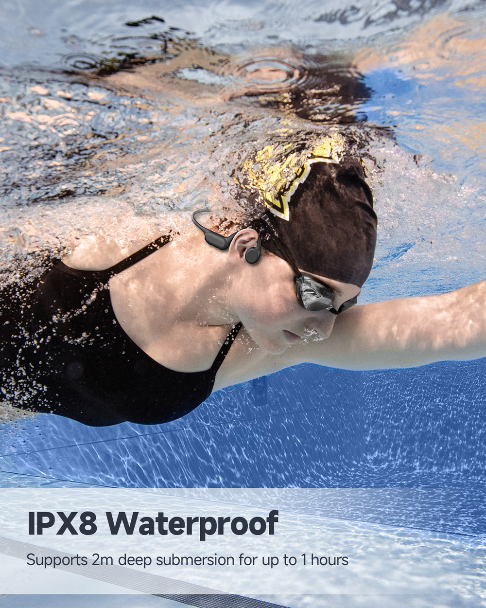 PSIER Bone Conduction Headphones IPX8 Waterproof Swimming Headphones O